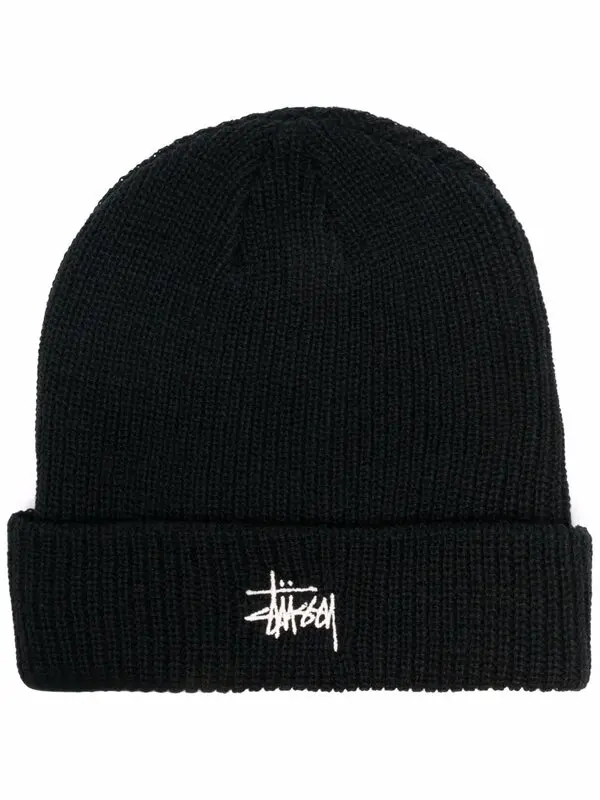 StÜssy Embroidered Logo Beanie - Black