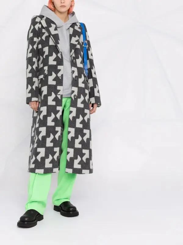 Off-White Geometric Pattern Overcoat