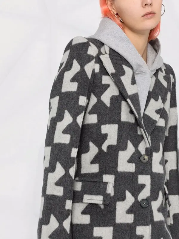 Off-White Geometric Pattern Overcoat