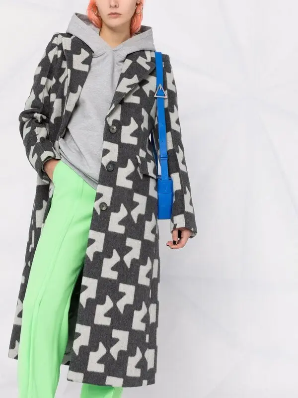 Off-White Geometric Pattern Overcoat