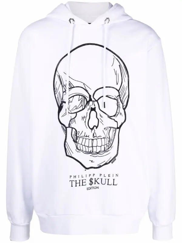 Philipp Plein Crystal-skull Pullover Hoodie - White