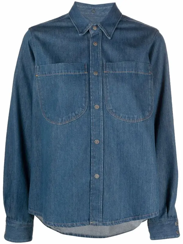 DIESEL® Cotton Drape Detail Long-sleeve Denim Shirt