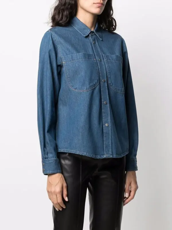 DIESEL® Cotton Drape Detail Long-sleeve Denim Shirt