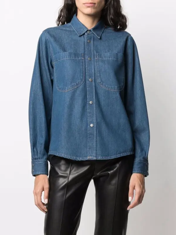 DIESEL® Cotton Drape Detail Long-sleeve Denim Shirt