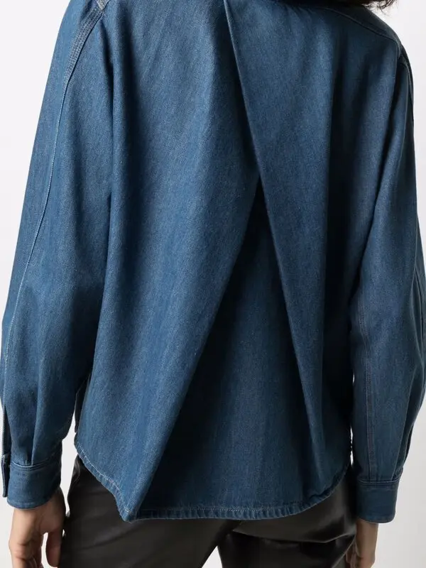 DIESEL® Cotton Drape Detail Long-sleeve Denim Shirt