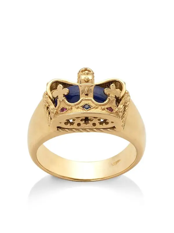 Dolce & Gabbana 18k Yellow Lapis Lazuli, Ruby, And Sapphire Ring - Gold