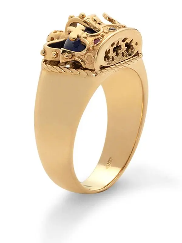 Dolce & Gabbana 18k Yellow Lapis Lazuli, Ruby, And Sapphire Ring