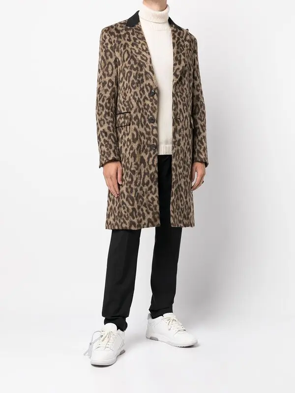 Amiri Brushed Leopard-print Single-breasted Coat