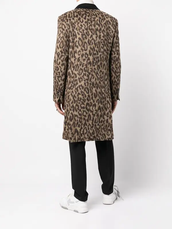 Amiri Brushed Leopard-print Single-breasted Coat