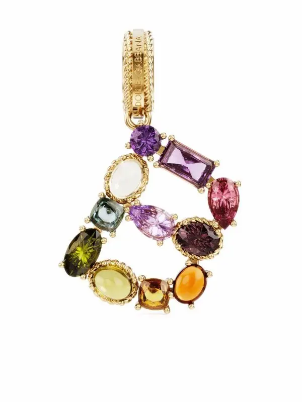 Dolce & Gabbana Rainbow Alphabet B Multi-stone Pendant - Gold