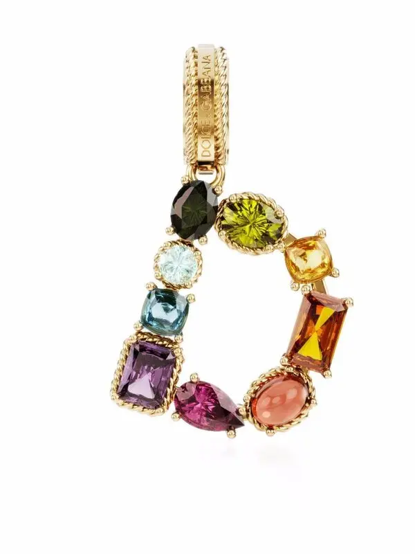 Dolce & Gabbana Rainbow Alphabet D Multi-stone Pendant - Gold