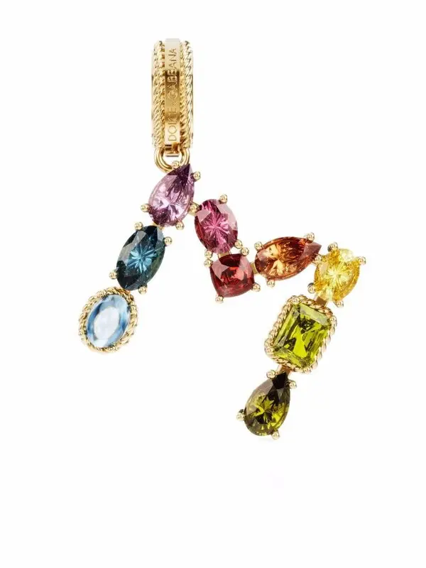 Dolce & Gabbana Rainbow Alphabet M Multi-stone Pendant - Gold