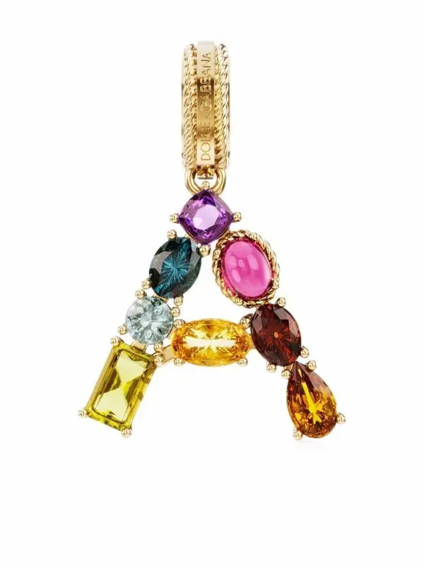 Dolce & Gabbana 18kt Yellow Letter Gemstone Pendant - Gold