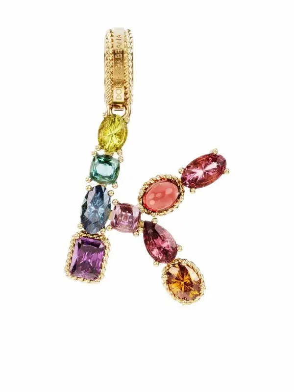 Dolce & Gabbana 18kt Yellow Multi-stone 'k' Pendant - Gold