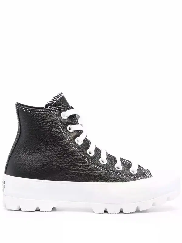 CONVERSE Logo-patch Lugged Leather Trainers - Black