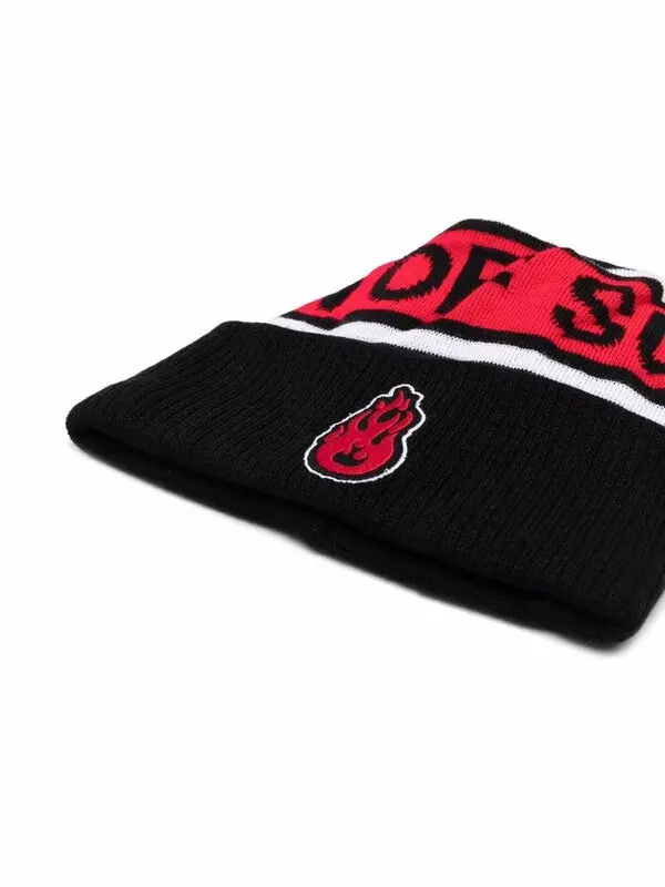 VISION OF SUPER Flame-patch Knitted Beanie