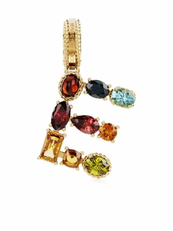Dolce & Gabbana 18kt Yellow E Letter Gemstone Pendant - Gold