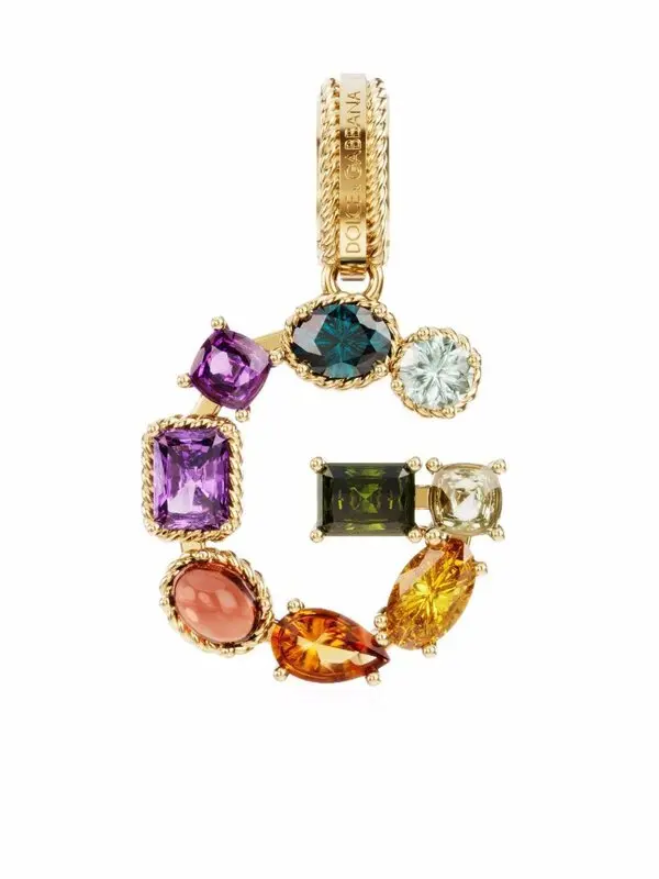 Dolce & Gabbana 18kt Yellow Multi-stone 'g' Pendant - Gold