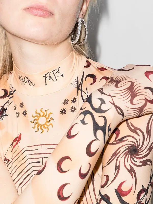 Marine Serre Tattoo Second-Skin Top - Neutrals | Editorialist