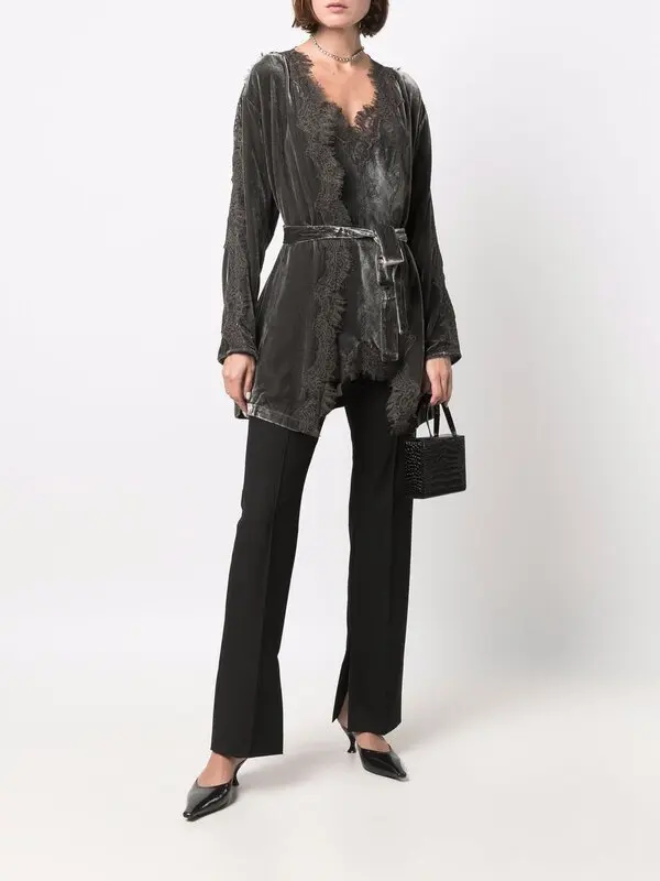Gold Hawk Lace-trimmed Belted Coat