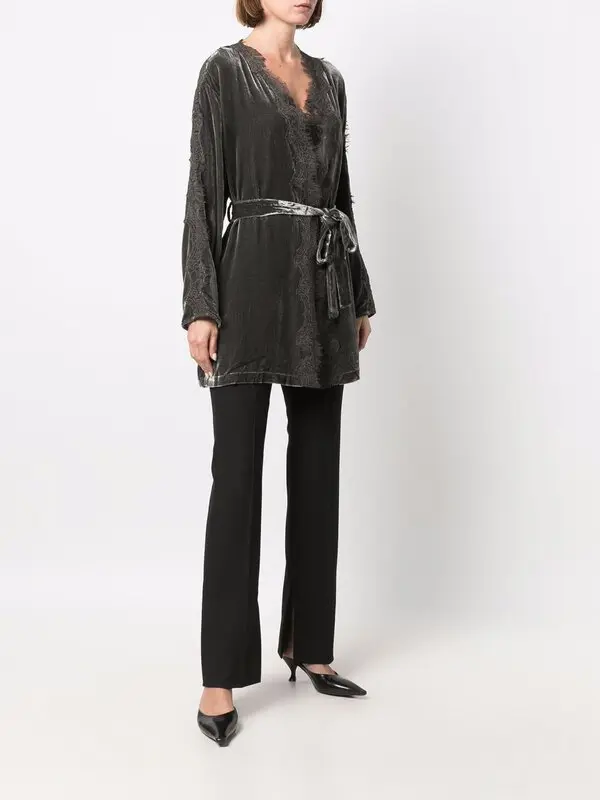 Gold Hawk Lace-trimmed Belted Coat