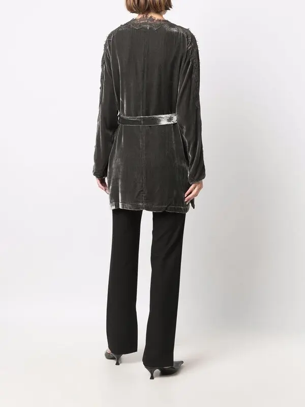 Gold Hawk Lace-trimmed Belted Coat