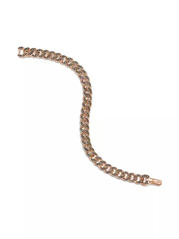 David Yurman 18kt Rose Gold Diamond Curb Chain Bracelet - Pink