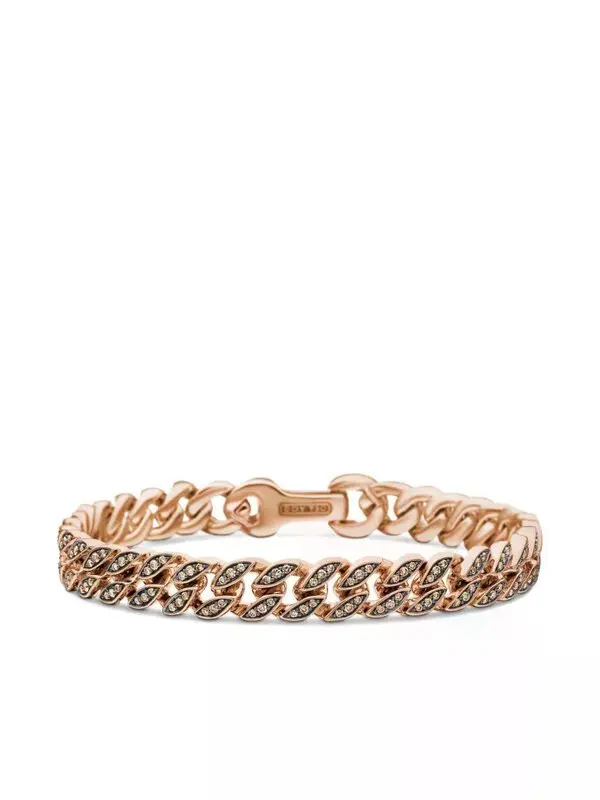 David Yurman 18kt Rose Gold Diamond Curb Chain Bracelet