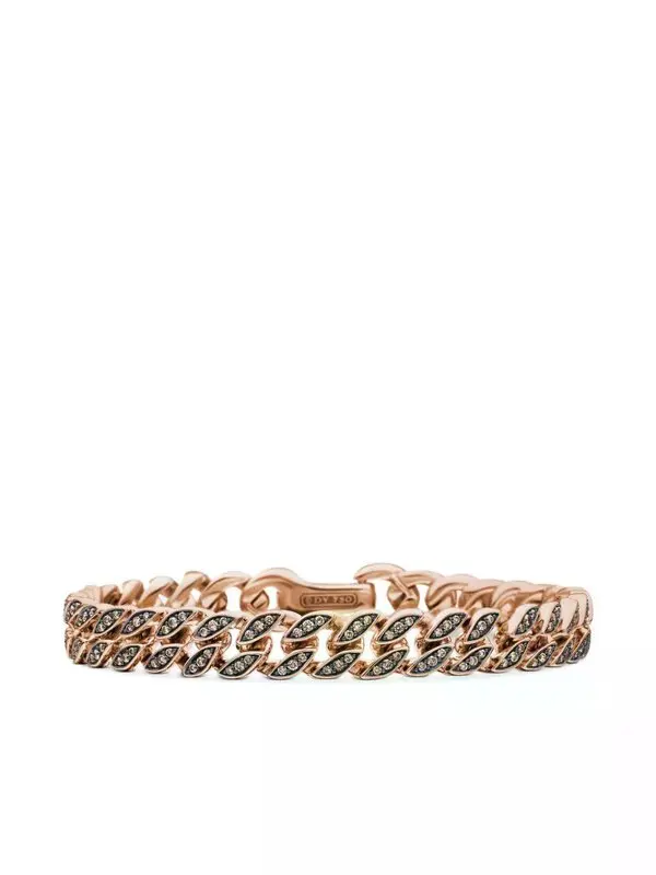 David Yurman 18kt Rose Gold Diamond Curb Chain Bracelet