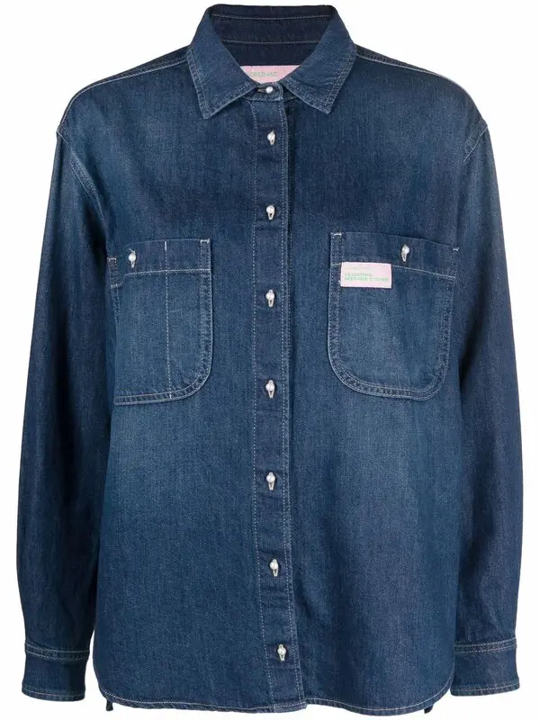 Closed X Leandra Medine Cohen Logo-patch Denim Shirt