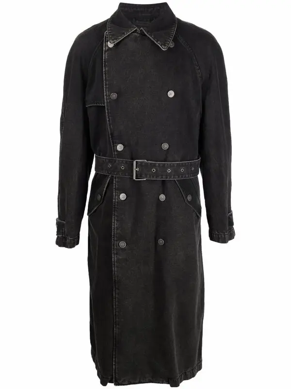 Diesel D-Delirious Double-Breasted Trench Coat Black Editorialist