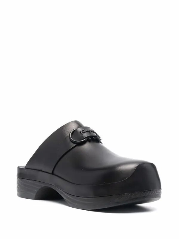 FERRAGAMO Gancini Clogs - Black