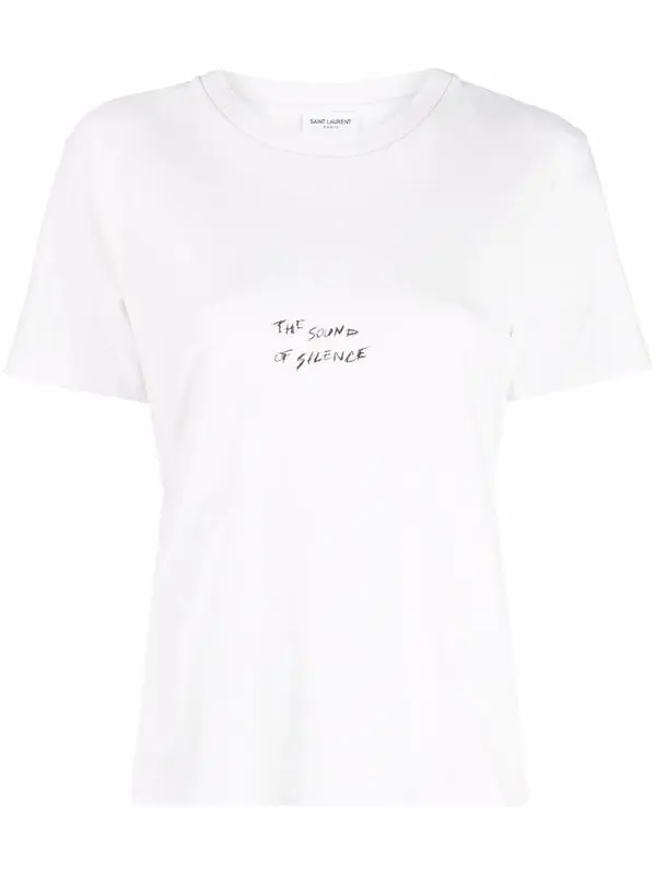 Saint Laurent Slogan-print Short-sleeve T-shirt - White