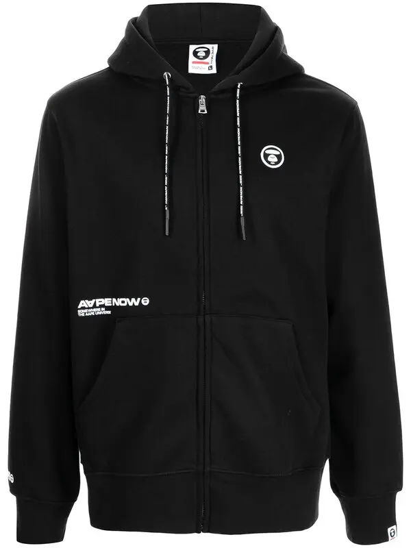 AAPE BY *A BATHING APE® Aape Now Logo-patch Zip Hoodie - Black