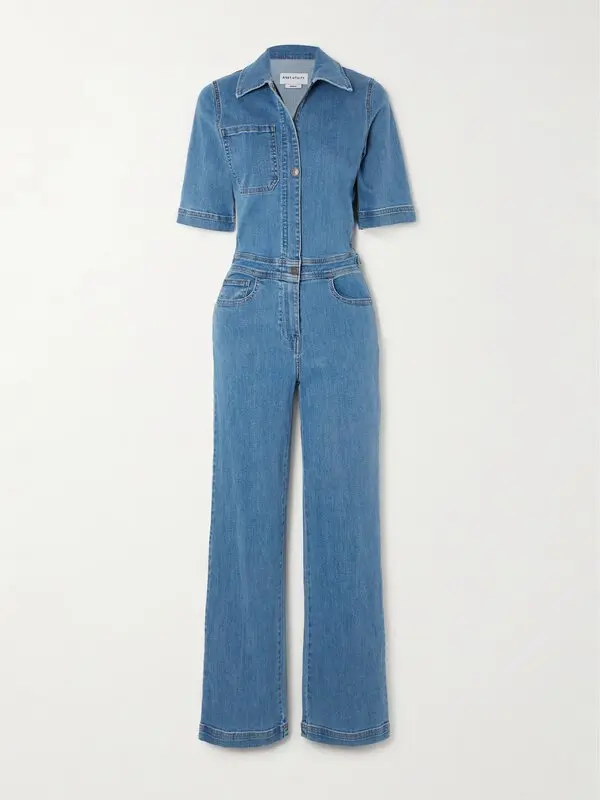 RIVET UTILITY Rowdy Stretch-denim Jumpsuit - Blue