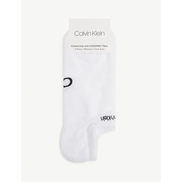 Calvin Klein Coolmax® Cotton-blend Liner Socks Pack Of Two - White