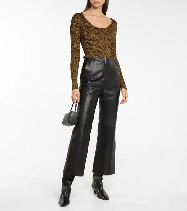 GANNI Metallic Ribbed-knit Sweater