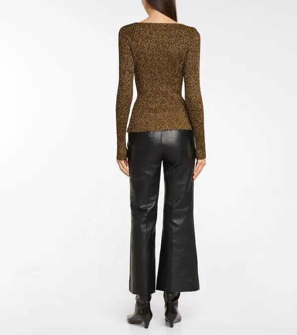 GANNI Metallic Ribbed-knit Sweater