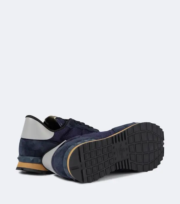 Valentino Garavani Rockrunner Suede-trimmed Sneakers - Blue