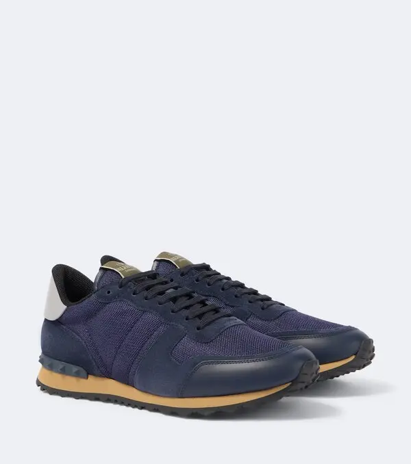 Valentino Garavani Suede-trimmed Sneakers - Blue