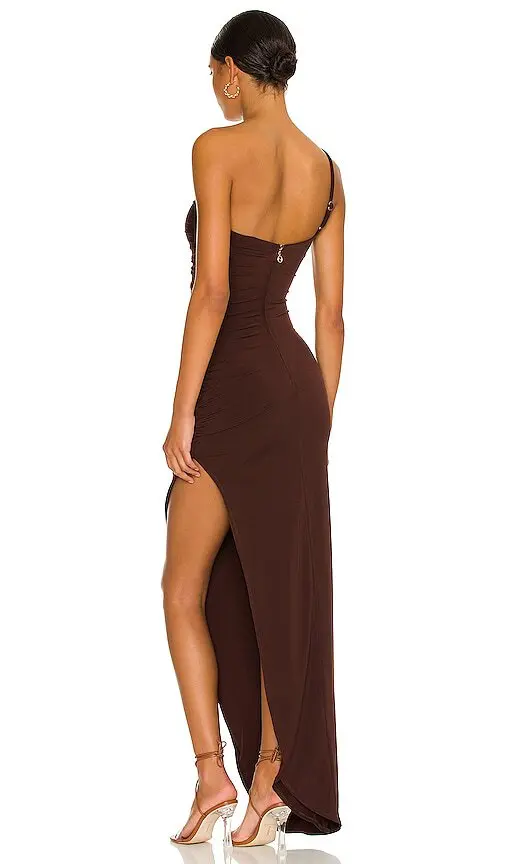 NOOKIE Aria One Shoulder Gown - Chocolate