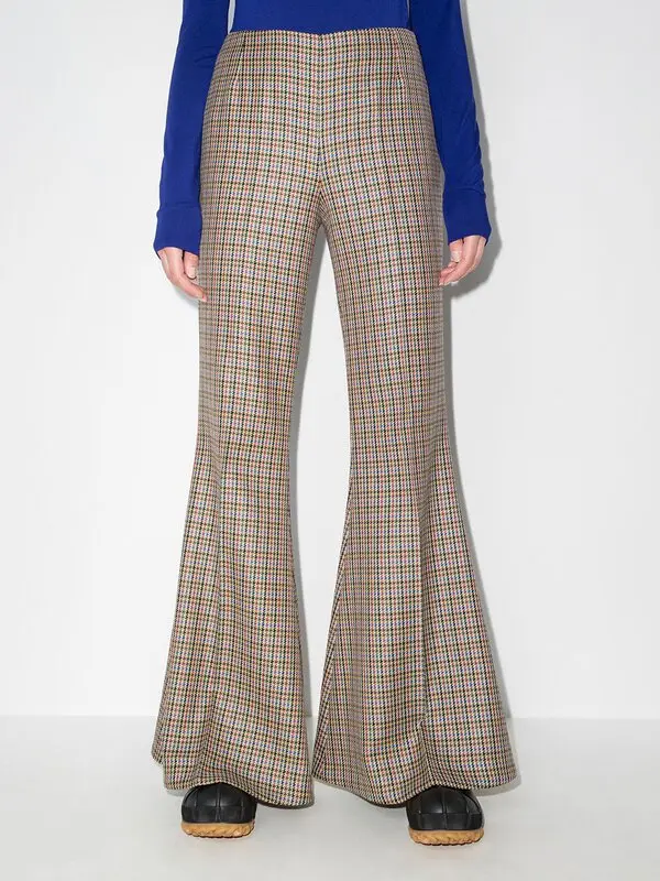 Stella McCartney Houndstooth Flared Trousers - Neutrals