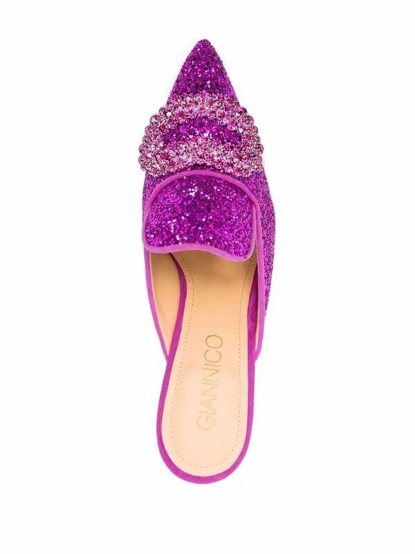 GIANNICO Glittered High-heel Mules - Pink