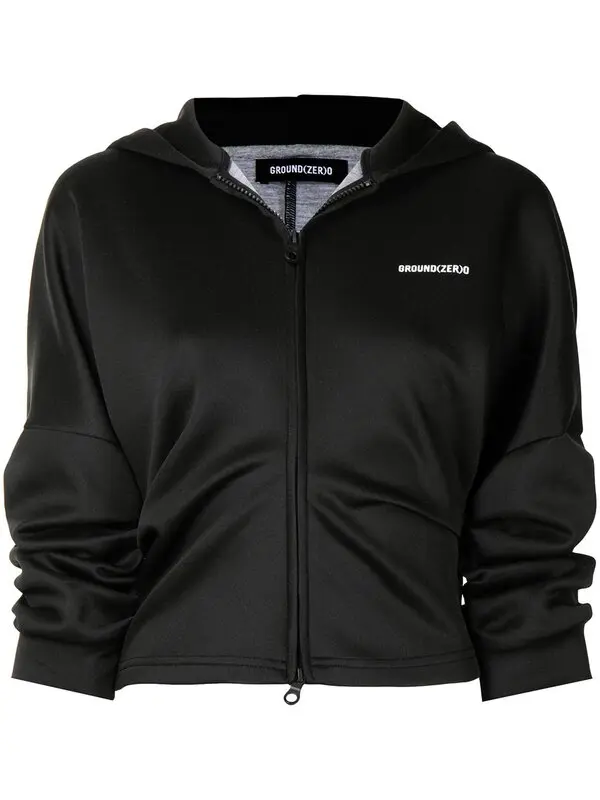 GROUND ZERO Draped-sleeve Zipped Hoodie