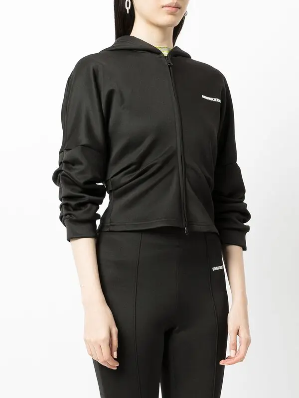 GROUND ZERO Draped-sleeve Zipped Hoodie