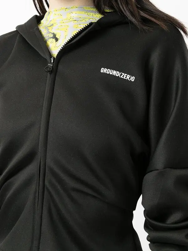 GROUND ZERO Draped-sleeve Zipped Hoodie