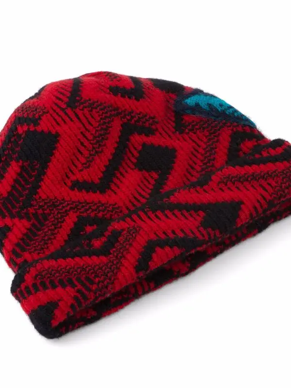 Prada Geometric Intarsia Beanie