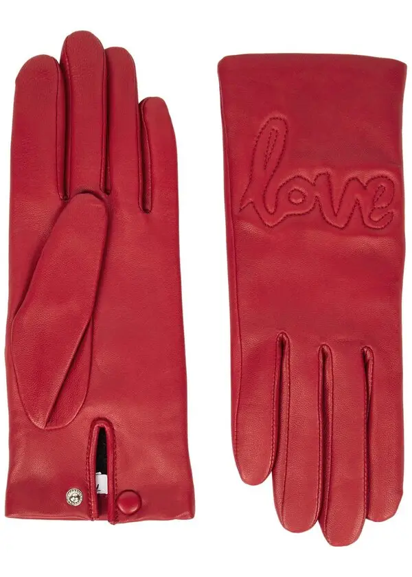 AGNELLE Moor Love Leather Gloves - Red