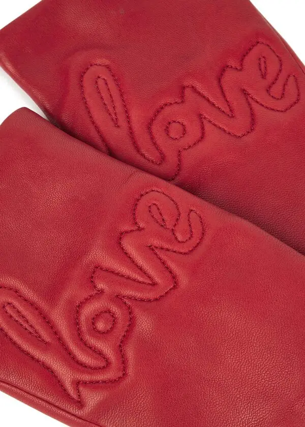 AGNELLE Moor Love Leather Gloves - Red