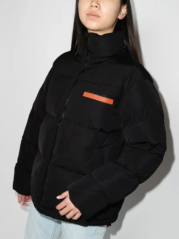 Heron Preston For Calvin Klein Logo-Print Puffer Jacket In Black 